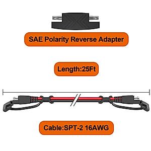 OYMSAE 50 Feet SAE Connector,Solar Panel Extension Cable,SAE to SAE Quick Disconnect Wire for Automotive RV Motorcycle Marine Boat 16AWG Battery Charging Plug Cable(50FT 16Gauge)