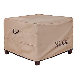 ULTCOVER Waterproof Patio Ottoman Cover Square Outdoor Side Table Furniture Covers Size 22L x 22W x 18H inch