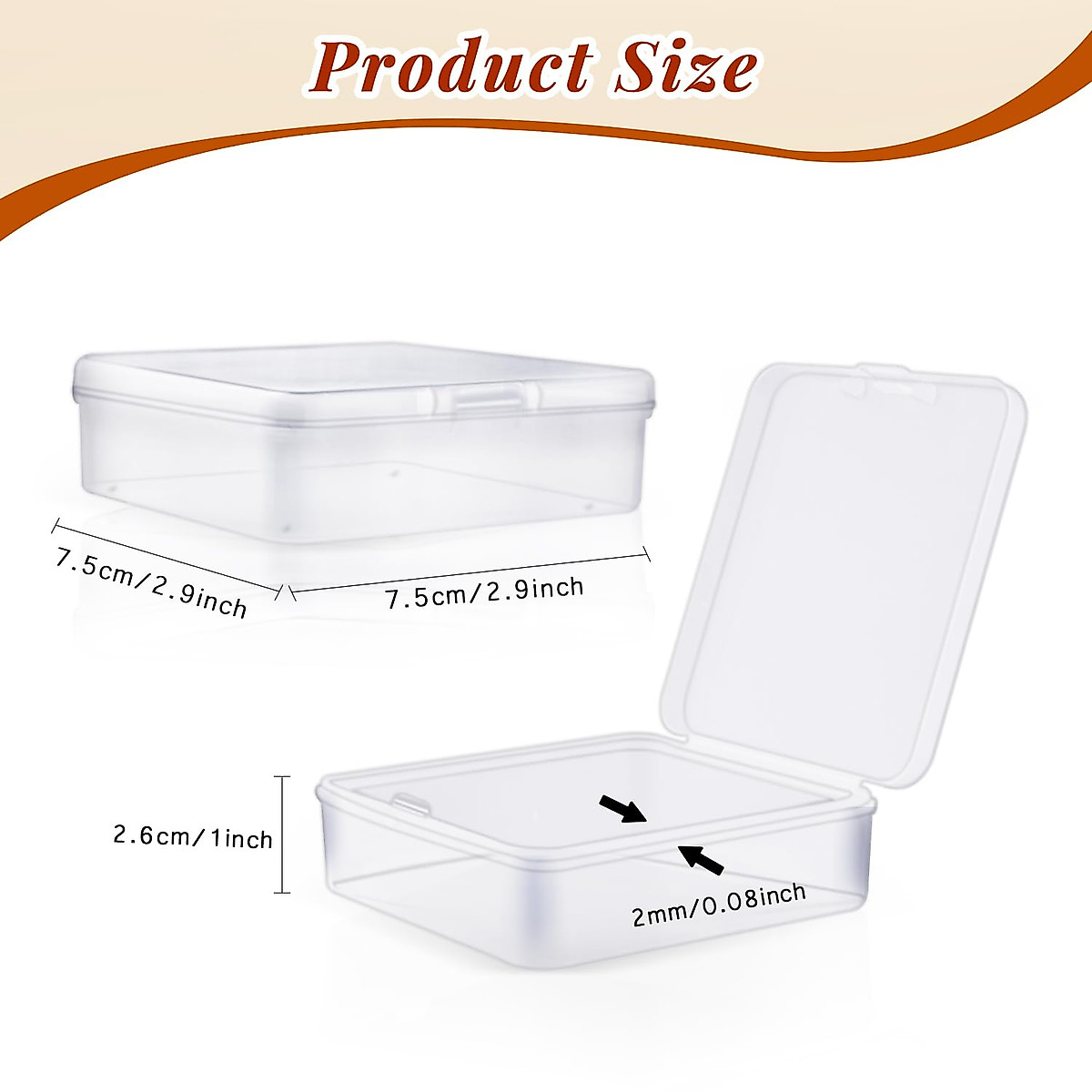 16 Pack Plastic Beads Storage Transparent Containers Box Small Drawer Organizers with Hinged Lid for Beads Earplugs Crafts Jewelry - 2.9x2.9x1 inch