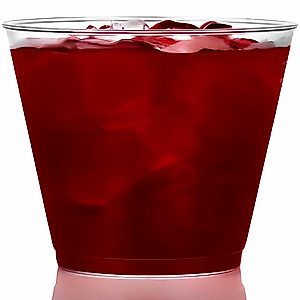 Hard Plastic Tumblers 9 oz. Party Cups/Old Fashioned Glass, 50 Count Drinking Glasses, Crystal Clear