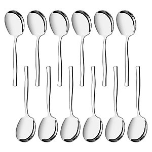 Rinboat 12-Piece Large Serving Spoon, Stainless Steel Buffet Serving Spoon
