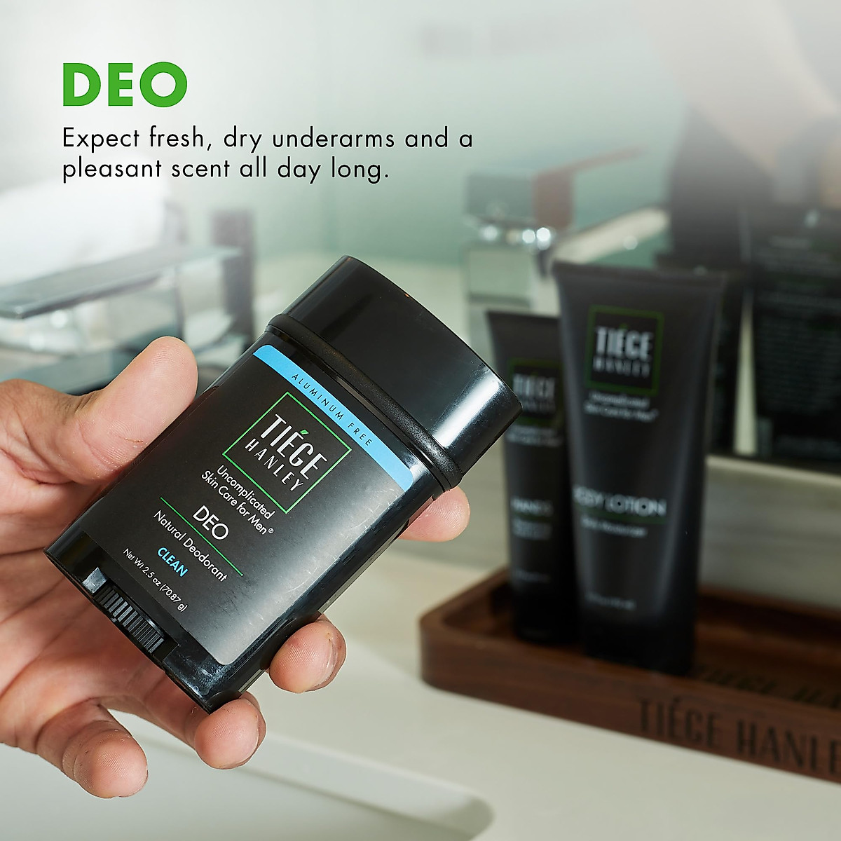 Tiege Hanley Natural Aluminum-Free Deodorant for Men - Clean Scent (Mint & Eucalyptus), 1-Pack - Mens Deodorant for All Skin Types Including Sensitive Skin, Paraben-Free Men's Deodorant