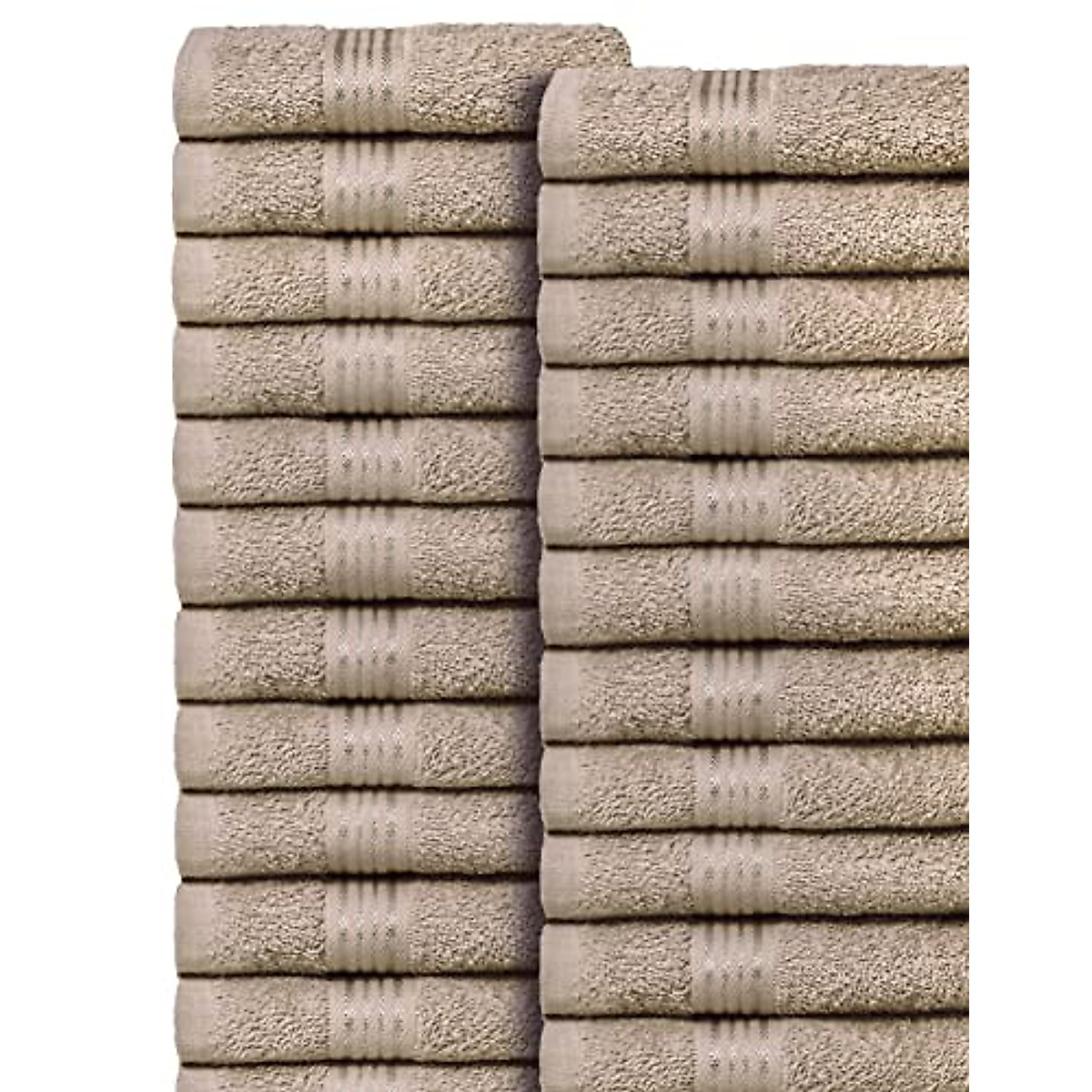 Belizzi Home Ultra Soft Cotton Washcloths, Contains 24 Piece Face Cloths 12x12 inch, Ideal for Everyday use Face Towels, Compact & Lightweight Multi Purpose Washcloths - Tan