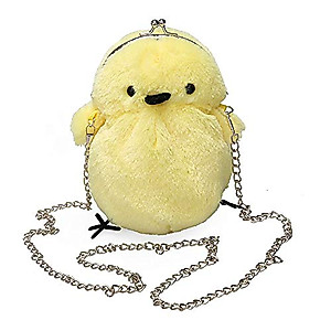 Techcircle Cute Chick Purse Crossbody Fluffy Fur Coin Wallet Chain Pouch-Yellow