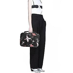 QTKJ Black Bible Covers for Women with Carrying Handle, Book Cover Case with Zipper Pocket Bible Cover for Mom Ladies Teens Girls, Red and White Floral Pattern