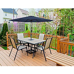 PHI VILLA 10ft Patio Umbrella Clearance, Outdoor Market Table Umbrellas with 8 Ribs and Push Button Tilt for Garden Deck & Poolside, Navy Blue