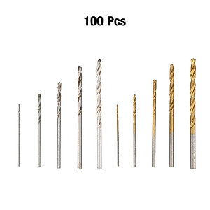 100pcs HSS Drill Bit, Coated Drill Bit, White Drill Bit Set High Speed Steel