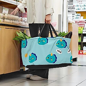 Dinosaur Full Print Large Capacity Laundry Organizer Tote Bag - Reusable and Foldable Oxford Cloth Shopping Bags