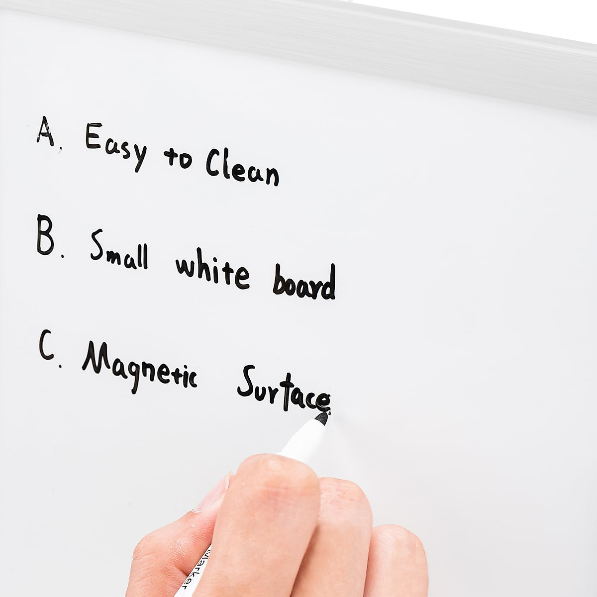Amazon Basics Small Dry Erase Whiteboard, Magnetic White Board with Marker and Magnets - 8.5" x 11", Plastic/Aluminum Frame