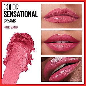 Maybelline Color Sensational Lipstick, Lip Makeup, Cream Finish, Hydrating Lipstick, Pink Sand, Pink ,1 Count