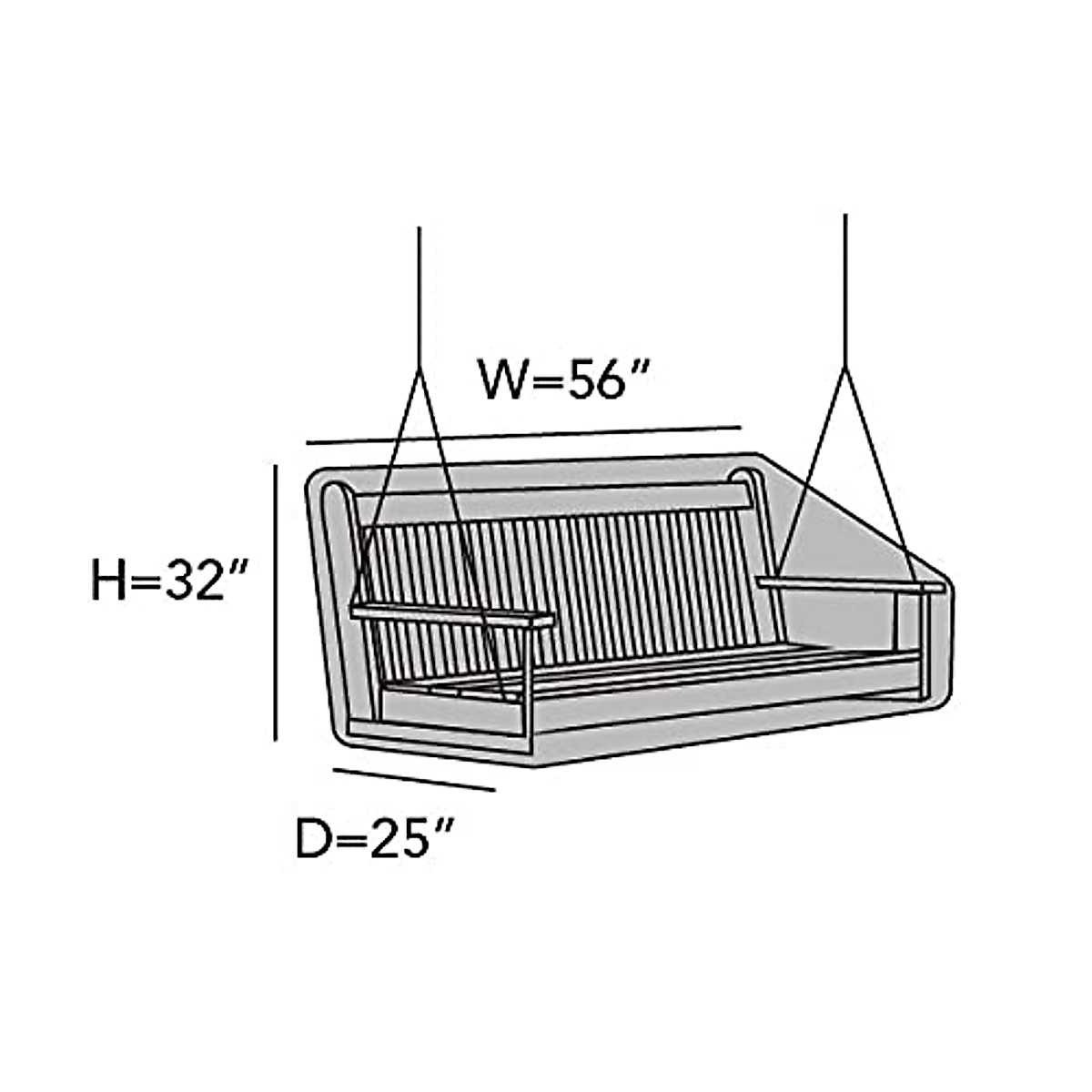 Covermates Outdoor Swing Cover - Light Weight Material, Weather Resistant, Elastic Hem, Seating and Chair Covers, 56W x 25D x 32H, Green