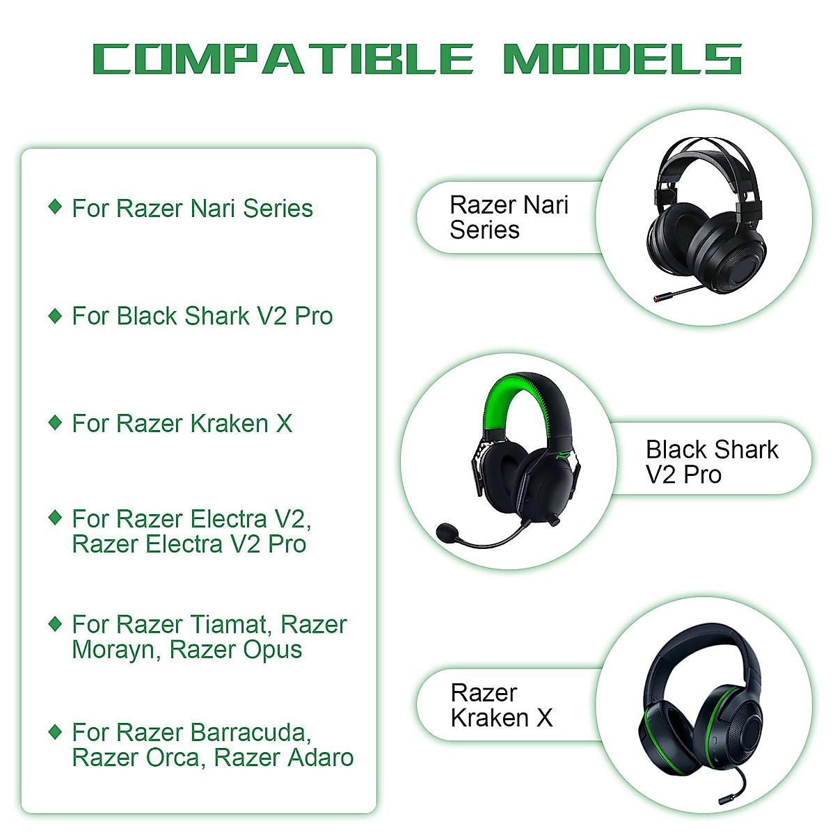 Koffmon Replacement Audio Cable Cord Wire with Y Splitter for Razer Kraken X/BlackShark V2 Pro/Razer Nari Headphone Gaming Headset Adapter to PC/Speaker/Headphone