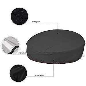 BullStar Patio Round Daybed Cover 90 Inch, Outdoor Garden Furniture Cover Heavy Duty Oxford Fabric Day Bed Sofa Cover Waterproof UV & Weather Resistant