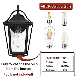 ShinYouneL Matte Black Outdoor Wall Lights Anti-Rusted 1-Light Copper Porch Light Waterproof Exterior Light Fixture Wall Lantern Sconce Outside Lights for Front Door Patio Garage