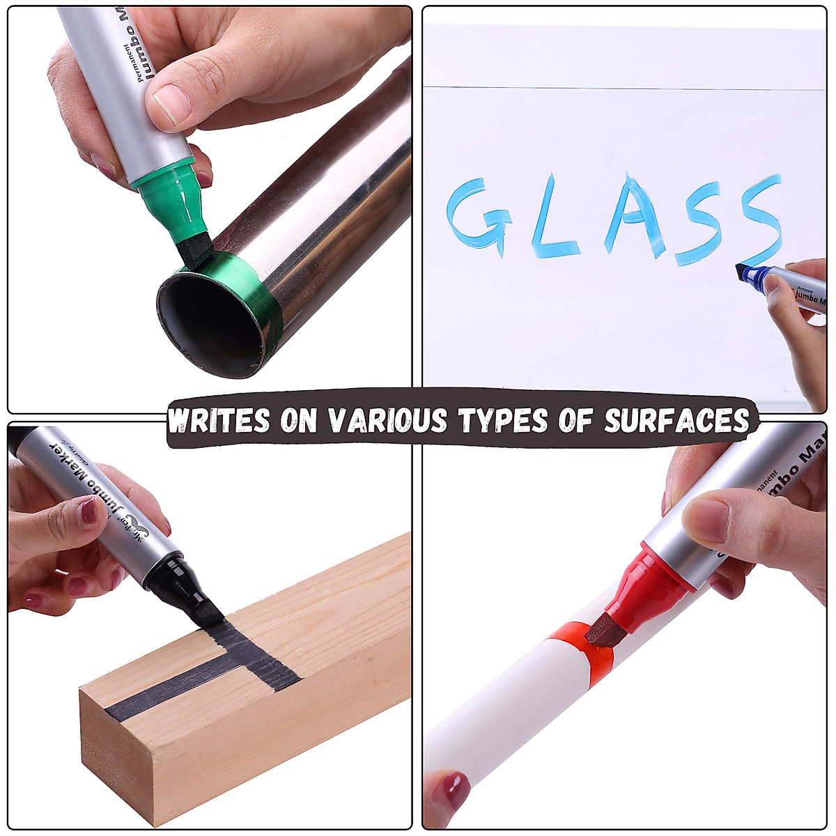 Mr. Pen Jumbo Permanent Markers - Bold & Waterproof 4 Pack