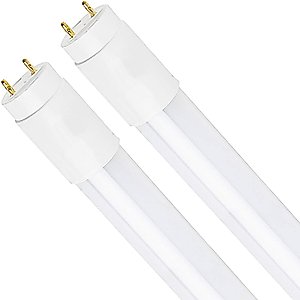 LUXRITE 2FT LED Tube Light, T8, 11W (17W Equivalent), 6500K Daylight, 1100 Lumens, Fluorescent Light Tube Replacement, Direct or Ballast Bypass, ETL Listed, Check Ballast List Compatibility (2 Pack)