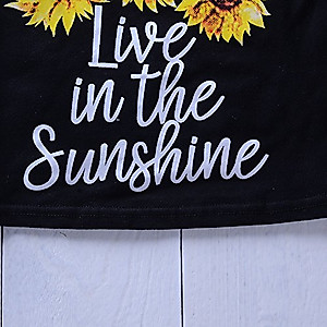 2pcs/Set Toddler Kids Baby Girl Sleeveless Floral T-Shirt Top Sunflower Denim Jeans Shorts Outfits 1-8T (Black a, 7-8 Years)