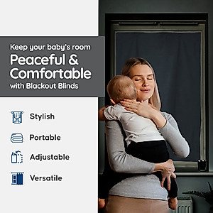Baby Blackout Blinds with Super Suction Cups for Windows, Doors, Nursery, Children, Babies and Bedroom by EasySleep (Gray)