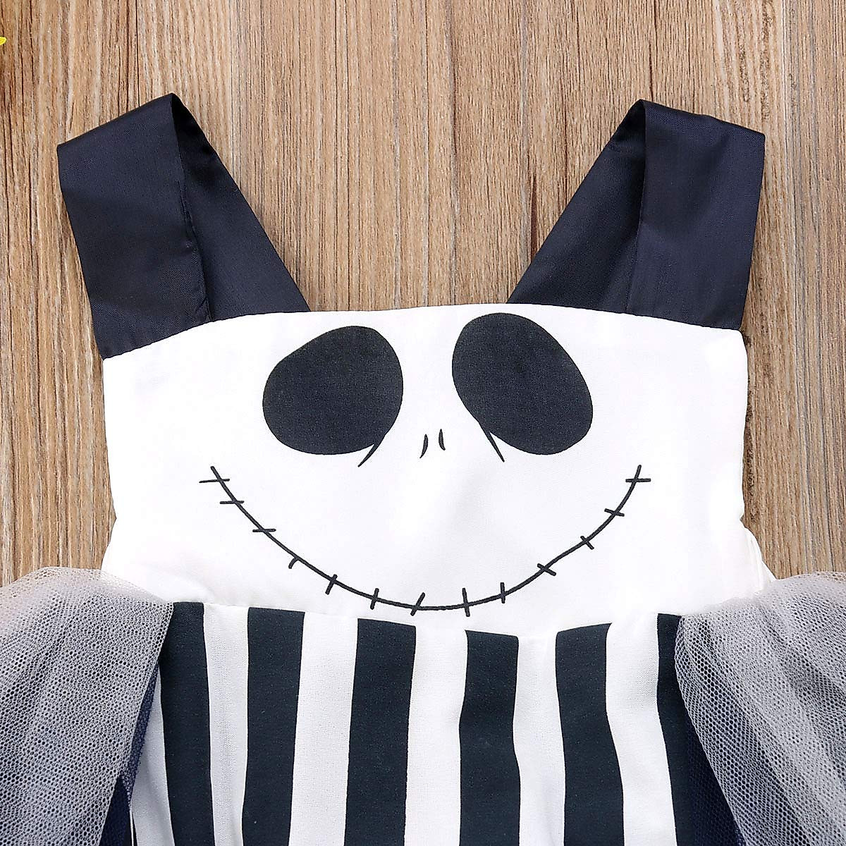 Lamuusaa Newborn Infant Toddler Baby Girl Halloween Smile Romper Tank Top Bodysuit Halter Bowknot Jumpsuit Tutu Dress (70/0-6M, Black+White)