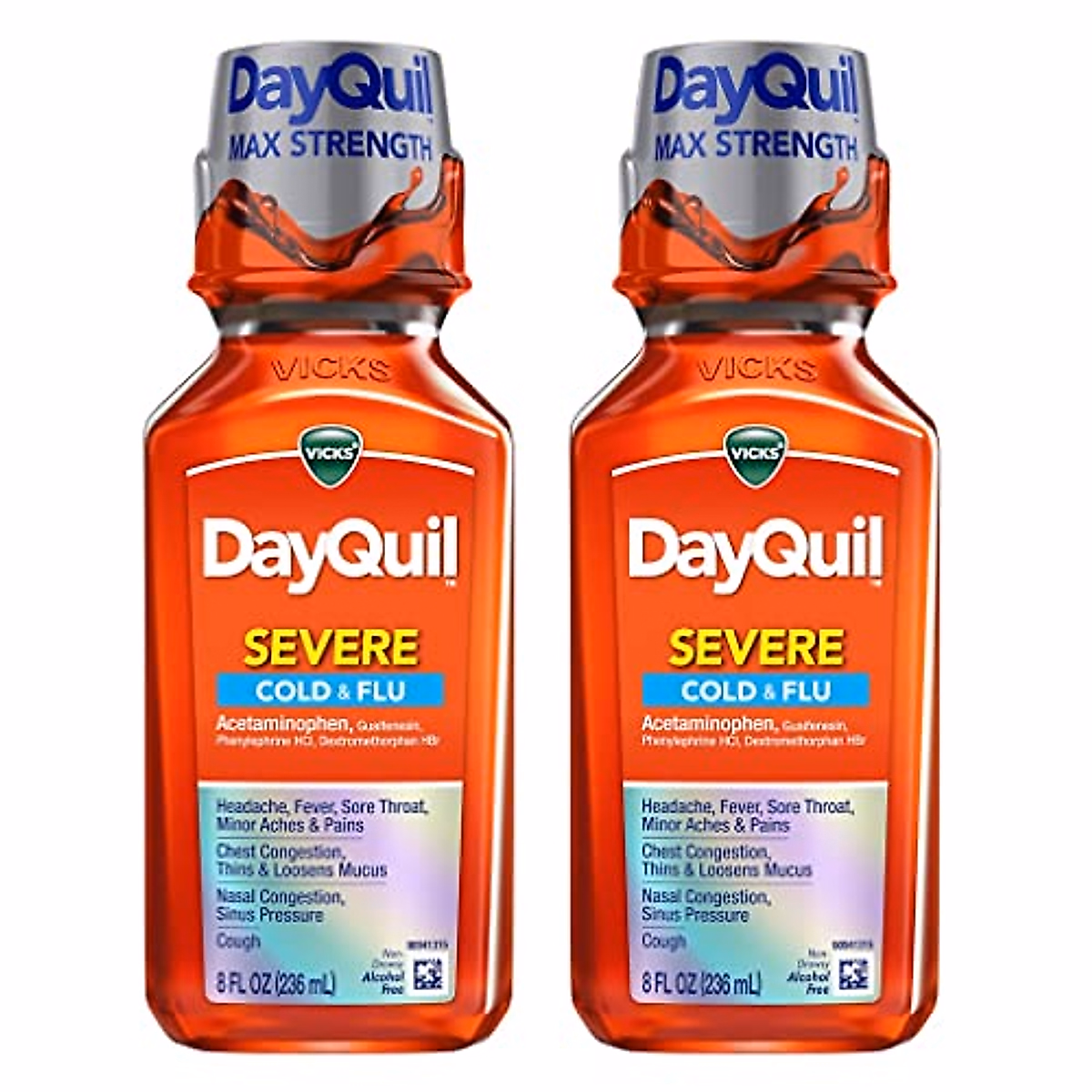 Vicks DayQuil Severe Cold & Flu Relief Liquid 8 oz (Pack of 2)