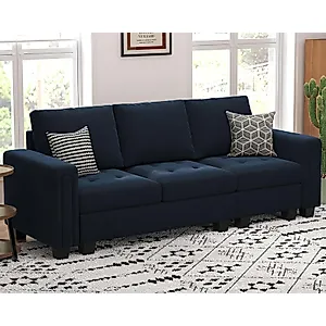 Belffin Velvet Modular Sofa Couch 3 Seater Sofa Couch for Living Room Blue