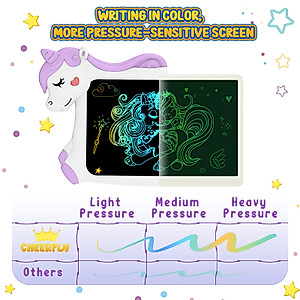 CHEERFUN LCD Writing Tablet for Kids Toys 10'' Toddler Unicorns Toys Gifts for Girls Age 3-8 Erasable Doodle Board Mess Free Drawing Pad Birthday Gift Ideas Christmas Stockings Easter Basket Stuffers