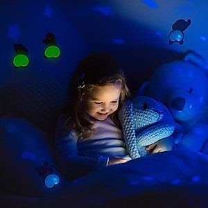 8 Pieces of 3D Fluorescent Cartoon Decorative Mute Stickers Cute Silicone Car Rearview Mirror Door Frame Anti Collision Stickers Decompression Luminous