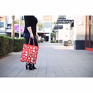 Funiverse Bulk 24 Pack Heart Decorated Reuseable Shopping Bag Tote Asst - Ideal for Valentine's Day, Weddings, Baby Showers, or Heart Health Gift Bags