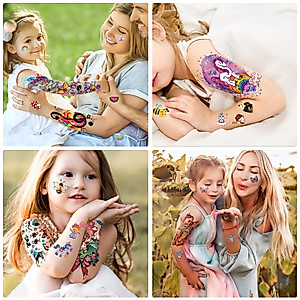 52 PCS Kids Full Arm Temporary Tattoo, Fake Tattoos for Kids, Rocket Car Dinosaur Planet Astronaut Tattoo for Boy, Dolphin Castle Cat Body Arm Tattoos Stickers for Girl, Party Supplies Gifts for Kids