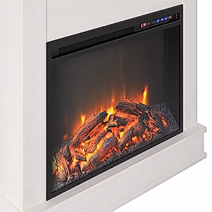 Ameriwood Home Mateo Fireplace with Mantel, Ivory Oak with Rustic Mantel