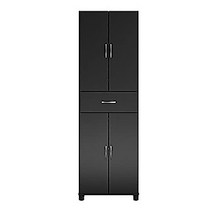 Pemberly Row Mid-Centruy Storage Cabinet with Drawer in Black
