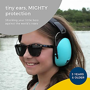 Banz Kidz Earmuffs 2 Years & Older – Lagoon Blue - Loud Noise Cancelling Kids Headphones & Toddler Ear Muffs, Size Adjustable