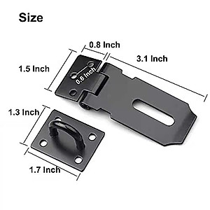 Axuansor Padlock Latch Lock 3 Inch Stainless Steel Hasp Lock Latch Matte Black Door Lock Hasp Latch with Screws for Door Shed Cabinet 2 Pack