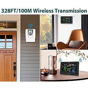 BOZYBO Weather Station Wireless Indoor Outdoor Thermometer: Digital Weather Thermometer with Atomic Clock Temperature Humidity Monitor with Calendar Adjustable Backlight and Calendar