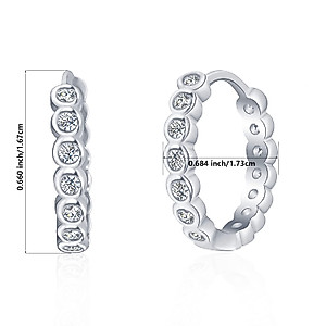 Silver Hoop Earrings for Women - Sterling Silver Hypoallergenic Cubic Zirconia Huugie Hoop Earrings Minimalist Dainty CZ Hoop Earrings Mother's Day Gifts