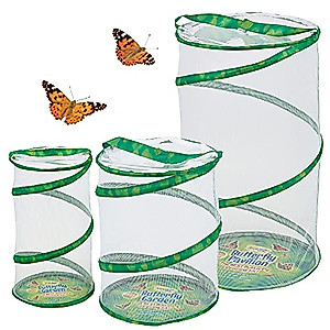 Insect Lore - 3 Pack Butterfly Habitat, Pavilion, Garden, and Mini Garden Insect Mesh Cages, Pop Up Terrarium