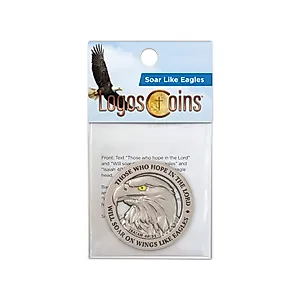 American Bald Eagle Challenge Coin, Bulk Pack of 3 Christian Pocket Tokens, Isaiah 40:31 Bible Study Supplies for Men, Religious Worry & EDC Coins for Police & Military Veterans