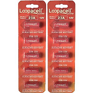 Loopacell A23 23A 12-Volt Alkaline Battery Pack of 10