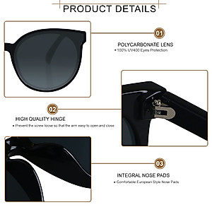 LYZOIT Round Sunglasses for Women Fashion Vintage Small Faces Shades Cute Trendy Teen Girls Flat Top Sun glasses Tortoise Shell Brown