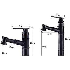 REPLYSAT Kitchen & Bath Fixtures Taps Faucet,American Black Ancient Pull Faucet Copper Pull Bowl Basin Hot and Cold Mixed Water Dragon, Short Section,High Section