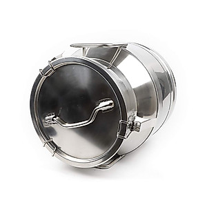 Milk Can with Sealed Lid, Stainless Steel Milk Transport Cans Wine Pail Bucket Tote Jug Pot Oil Liquid Storage Barrel with 2 Handles Sealed Silicone Anti-Leak Ring Lock Belt 20L 5.28 Gallon