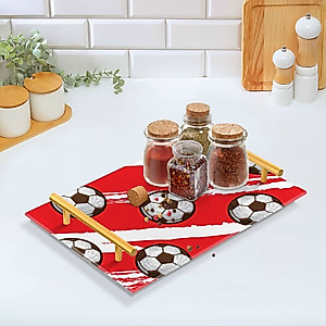 Football and Soccer Bathroom Vanity Tray for Countertop Decorative Trays with Handles Acrylic Hand Towel Tray for Shampoo Perfume Home Decor