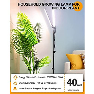 DOMMIA LED Grow Lights, 3 Modes Grow Lights for Indoor Plants Full Spectrum with 60" Adjustable Tripod Stand,180 LED Plant Grow Light with Stand 6/10/12 Timer Dimmable Grow Light Strip for Tall Plants