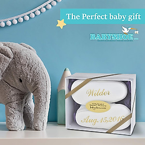 BabyShoe Personalized Christening - Baptism Leather Shoes for Baby Boys & Girls with Hand Embossed Name & Date – Newborn Shoes for Special Occasions – Great Gift Idea – White