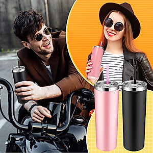 20 Pack 20 oz Stainless Steel Tumbler Set with Straws and Lids Double Wall Vacuum Insulated Travel Cup Colorful Skinny Coffee Tumbler Water Tumbler for Coffee Water Hot Cold Drinks