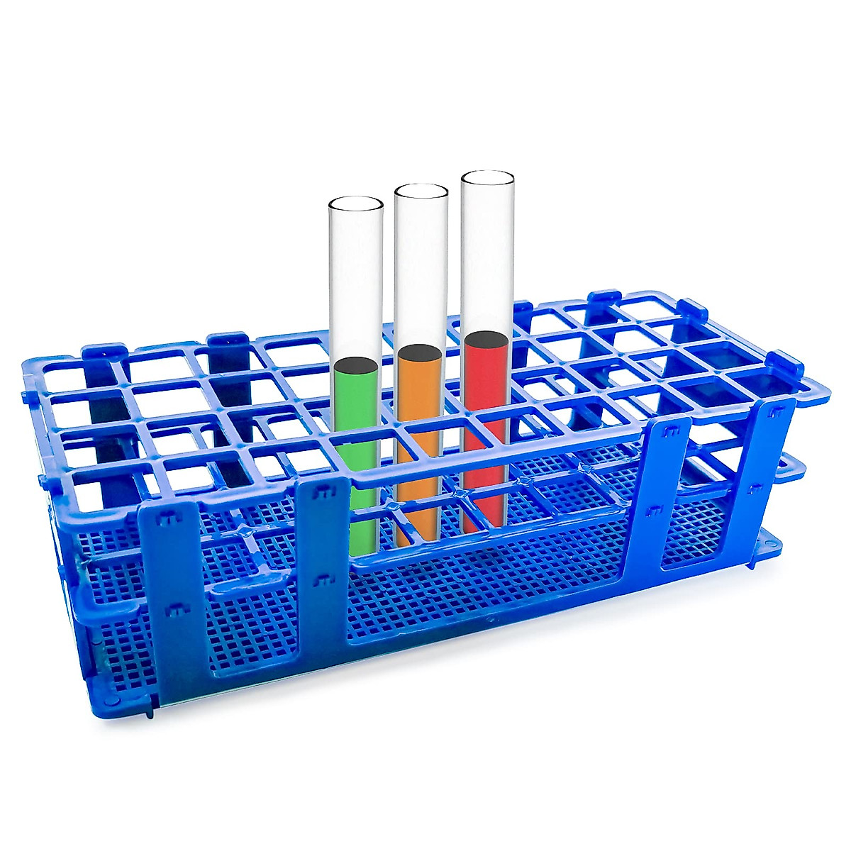 krngcwc 3 Packs Plastic Test Tube Rack, 40 Holes Lab Test Tube Rack Holder for 20mm Test Tubes, Blue, Detachable (40holes)