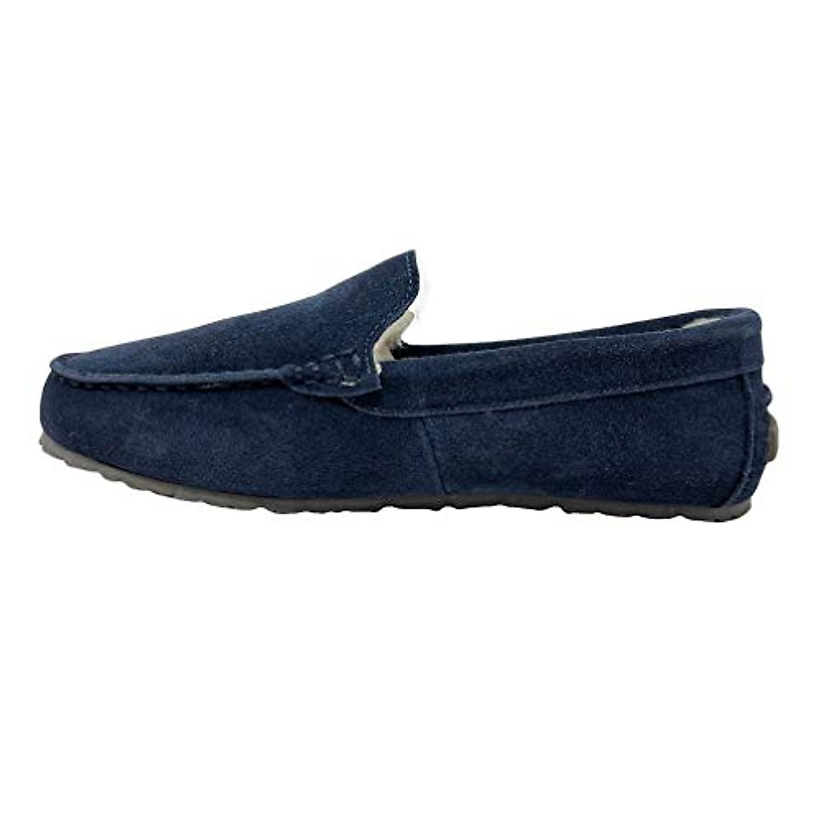 Clarks Mens Suede Moccasin Slippers Warm Cozy Indoor Outdoor Plush Faux Fur Lined Slipper For Men (9 M US, Navy)