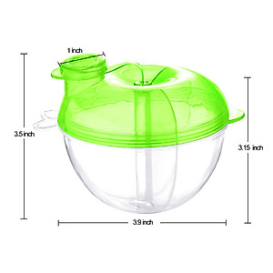 Accmor Baby Formula Dispenser for On-The-Go Feedings, Three-Compartment Non-Spill Formula Container to Go, Snack Milk Powder Dispenser for Traveling with Infant Toddler, Green