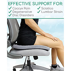 Gel Seat Cushion (Gray) by Xtra-Comfort - Seat Pad for Cars, Outdoors, Kitchens, Offices and Wheelchairs - Butt Cushion for Coccyx, Tailbone Pain and Lower Back, Sciatica Issues - Sitting Upholstery