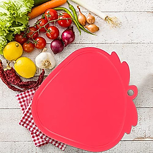 Angoily Deli Cheese 2pcs Plastic Cutting Board Mats Chopping Boards Strawberry Shape Fruit Vegetables Cutting Board Non Slip Cheese Bread Pizza Serving Tray for Home Kitchen Red Veggie Tray